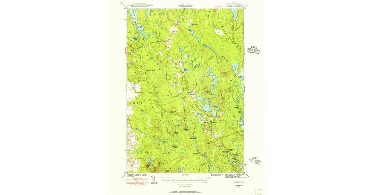 1941 Map of Wesley, Washington County, ME — High-Res | Pastmaps