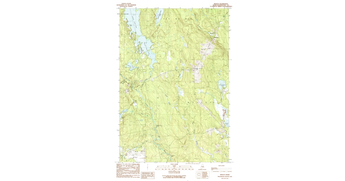 1990 Map of Wesley, Washington County, ME — High-Res | Pastmaps