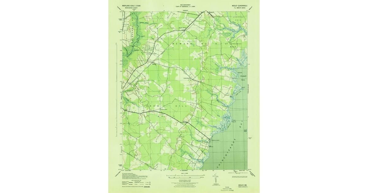 1943 Map of Wesley, Worcester County, MD — High-Res | Pastmaps