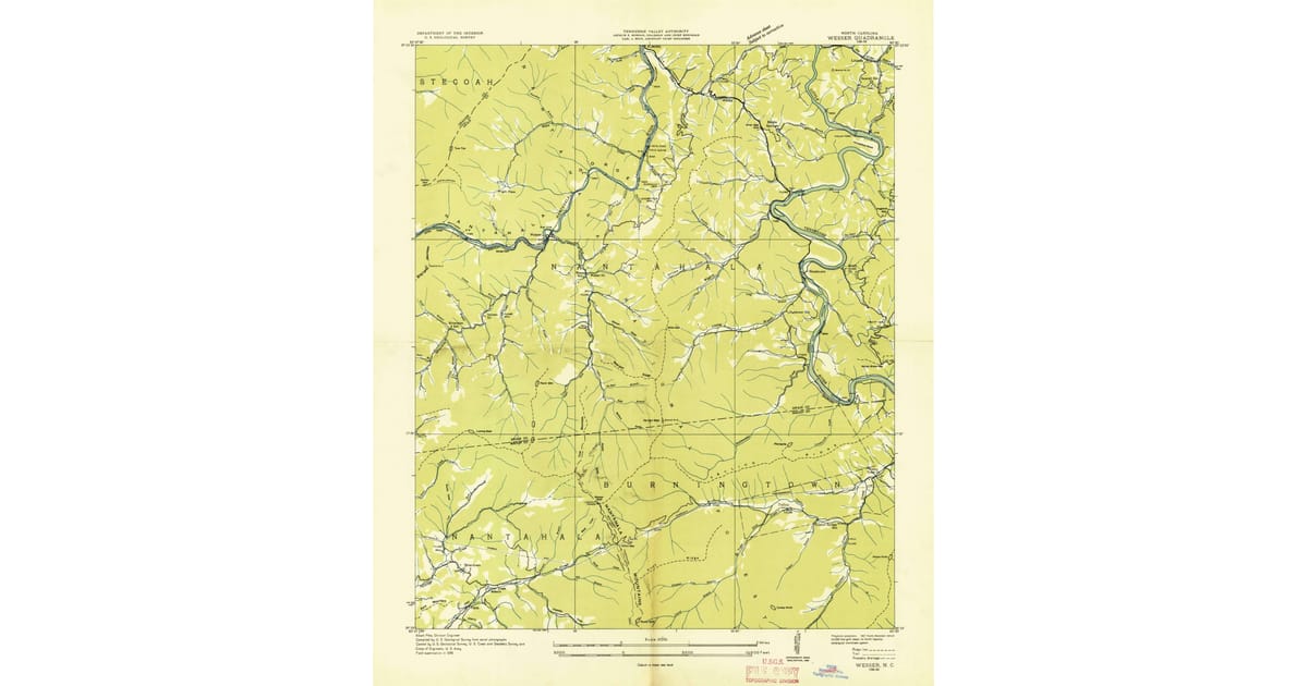 1936 Map of Wesser, Swain County, NC — High-Res | Pastmaps
