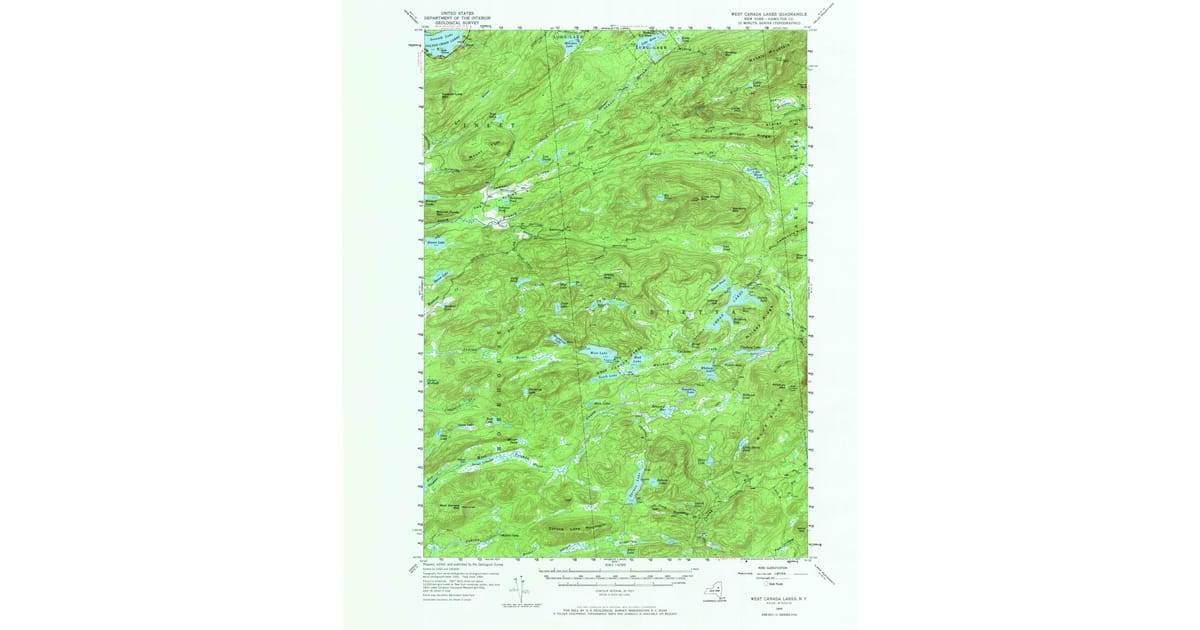 1954 Map of West Canada Lakes, Hamilton County, NY — High-Res, 1969 ...