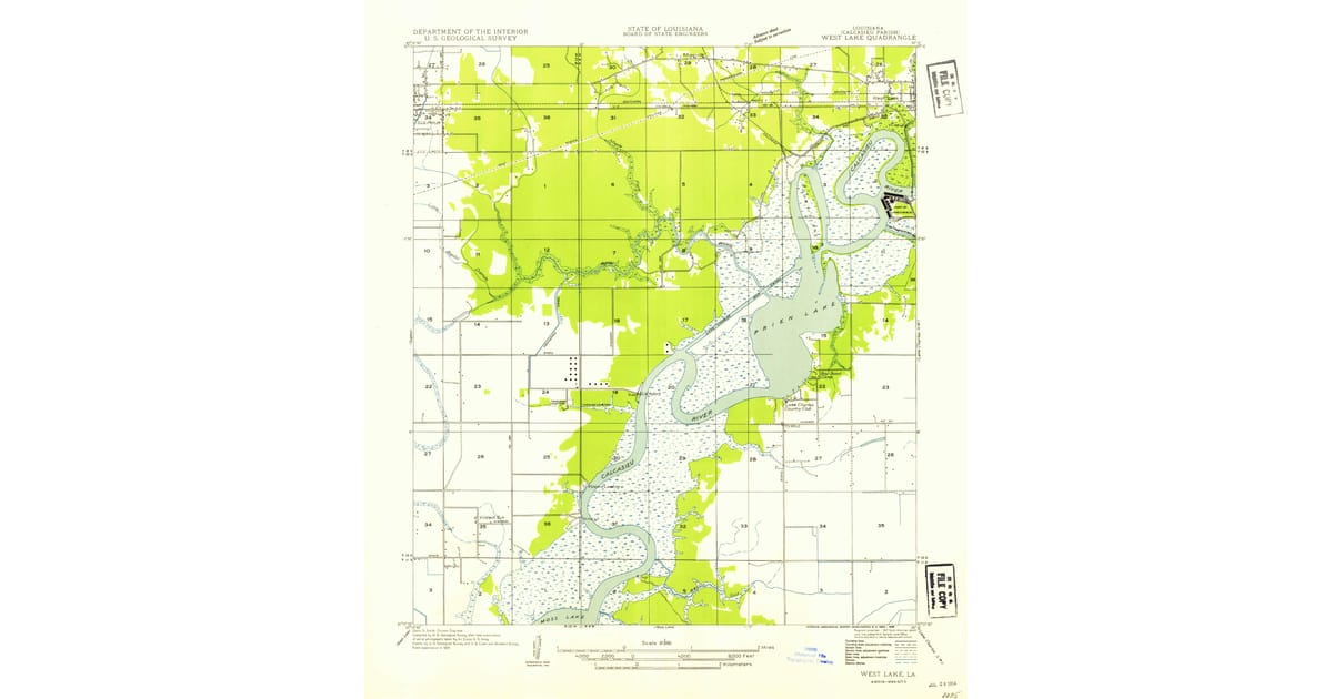 1954 Map of West Lake, Calcasieu Parish, LA — High-Res | Pastmaps