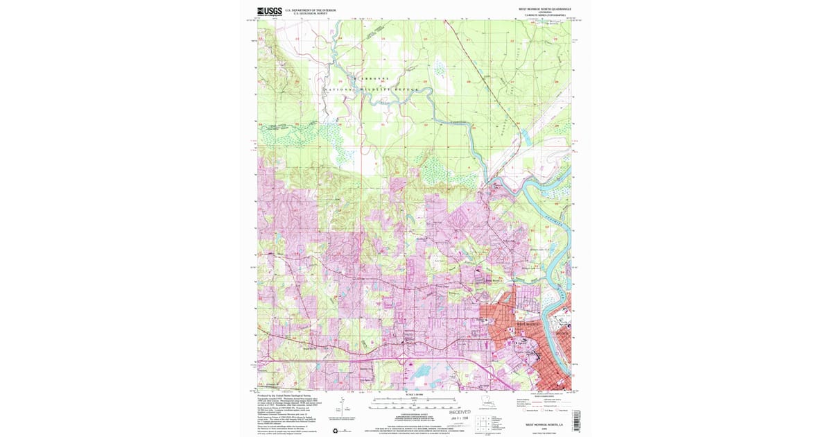 1999 Map of West Monroe North, Ouachita Parish, LA — High-Res | Pastmaps