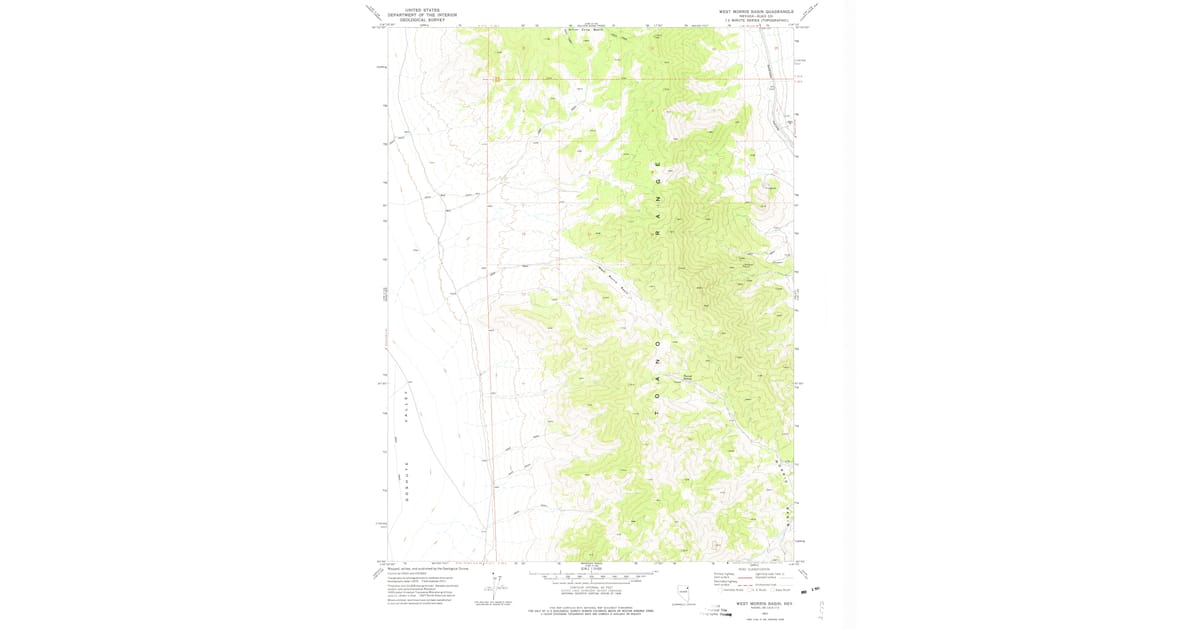 1971 Map of West Morris Basin, Elko County, NV — High-Res | Pastmaps