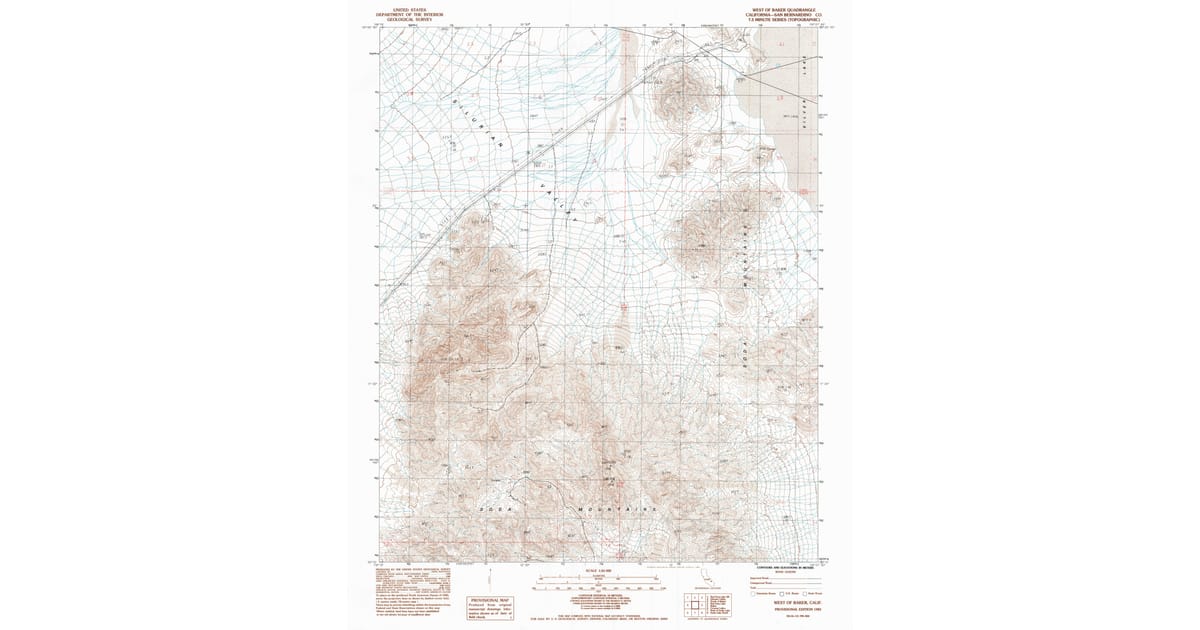 1983 Map of West of Baker, San Bernardino County, CA — High-Res | Pastmaps