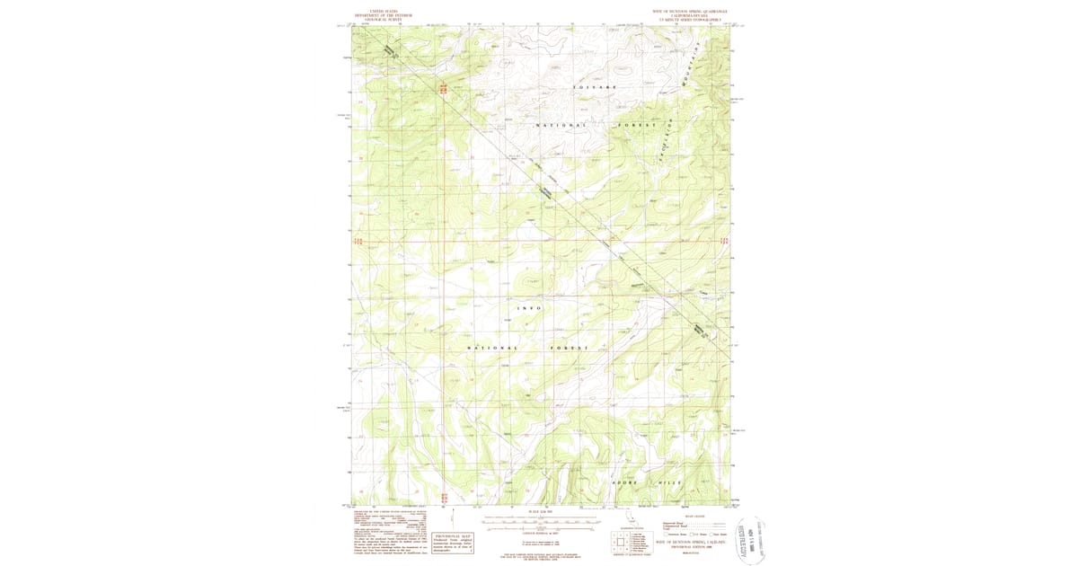 1988 Map of West of Huntoon Spring, Mono County, CA — High-Res | Pastmaps