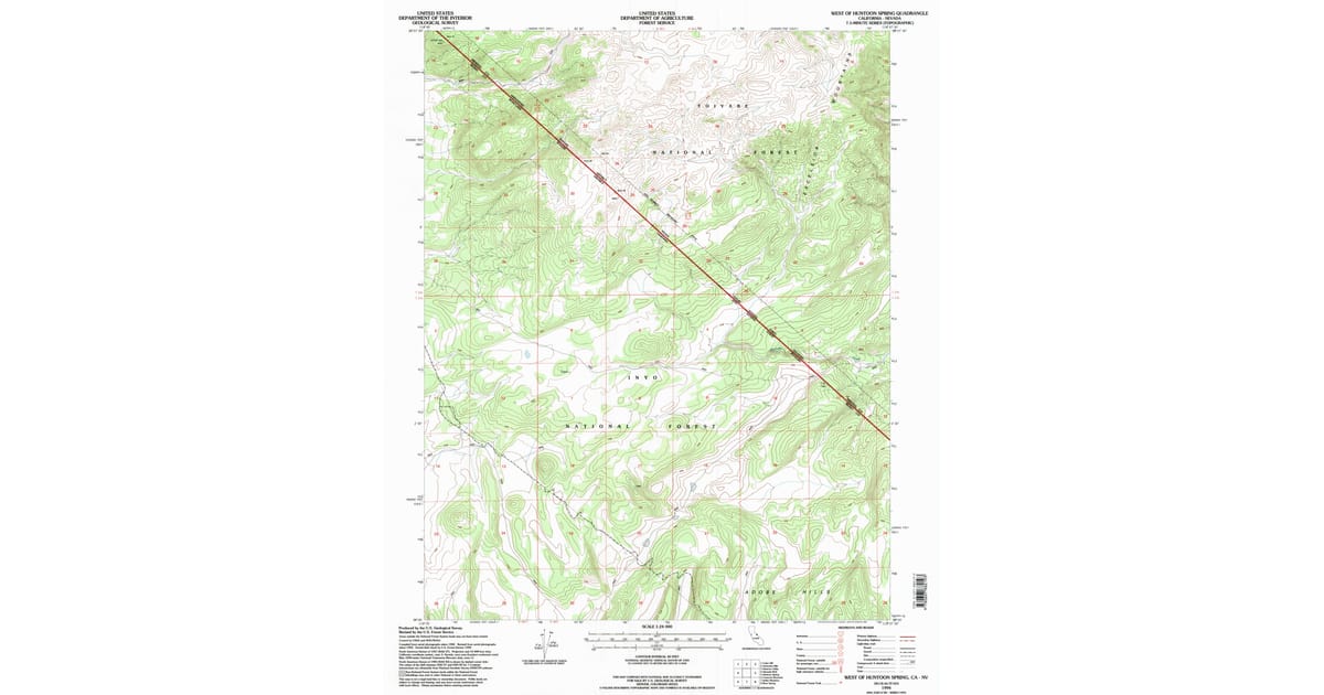 1994 Map of West of Huntoon Spring, Mono County, CA — High-Res | Pastmaps