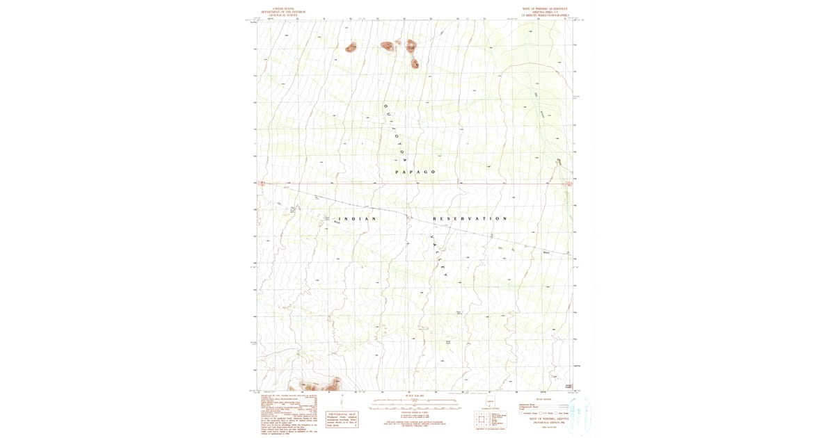 1990 Map of West of Pisinimo, Pima County, AZ — High-Res | Pastmaps