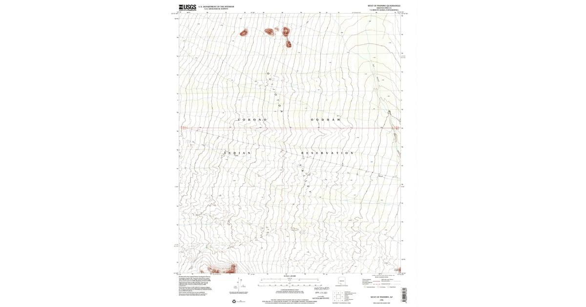 1996 Map of West of Pisinimo, Pima County, AZ — High-Res | Pastmaps