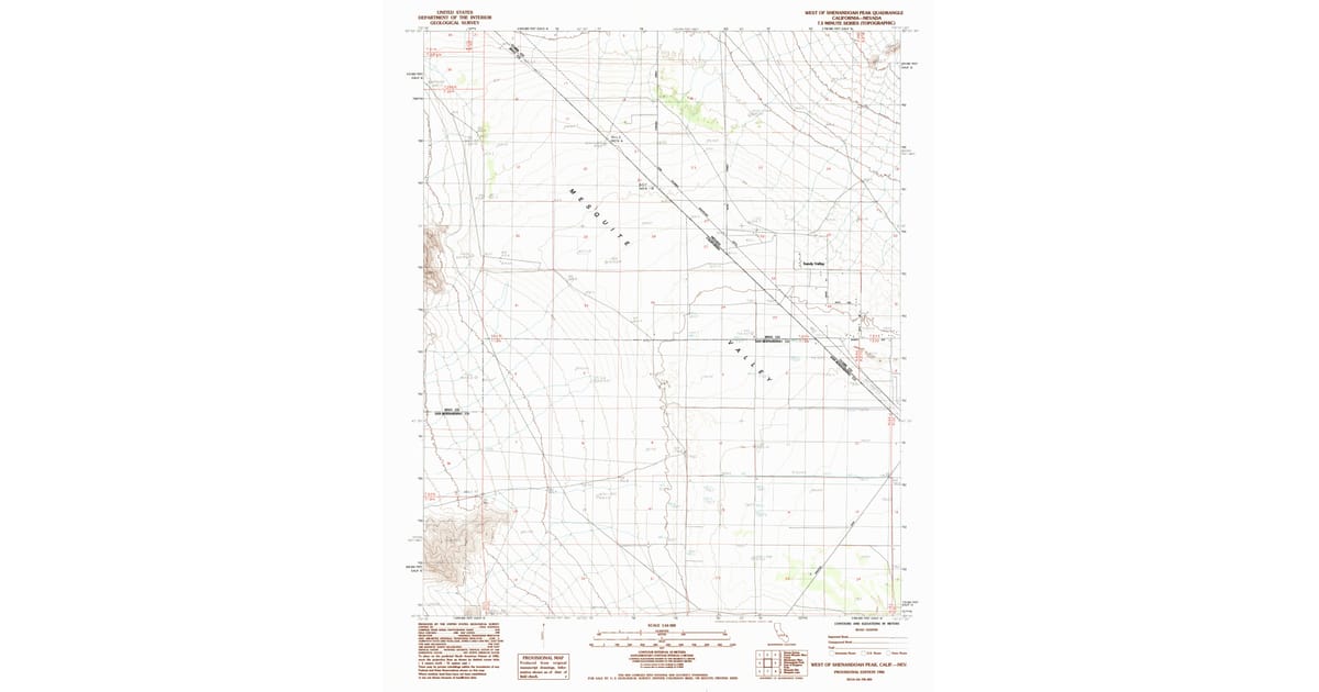 1985 Map of West of Shenandoah Peak, Inyo County, CA — High-Res | Pastmaps