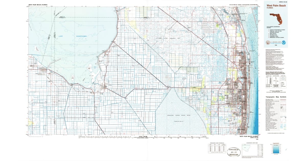 1985 Map of West Palm Beach, FL — High-Res | Pastmaps