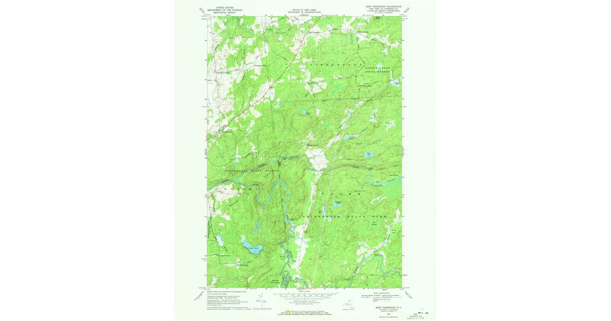 1969 Map of West Pierrepont, St. Lawrence County, NY — High-Res | Pastmaps