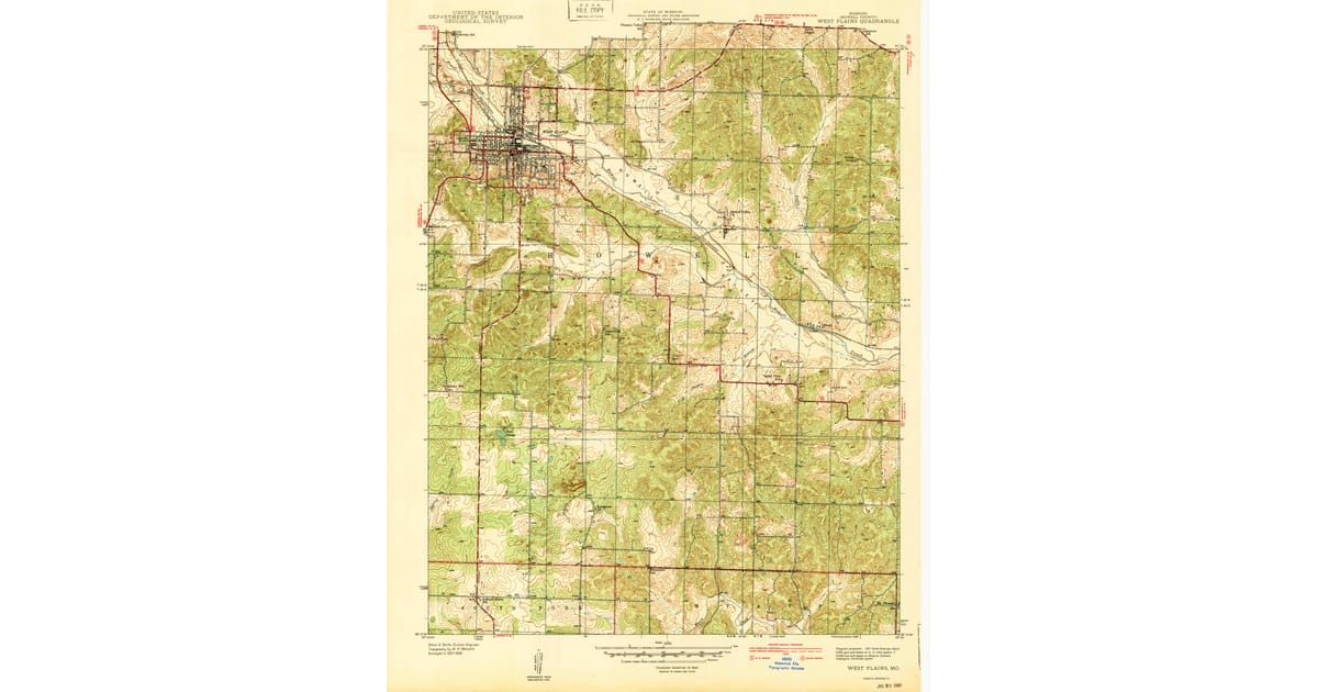 1940 Map of West Plains, MO — High-Res | Pastmaps