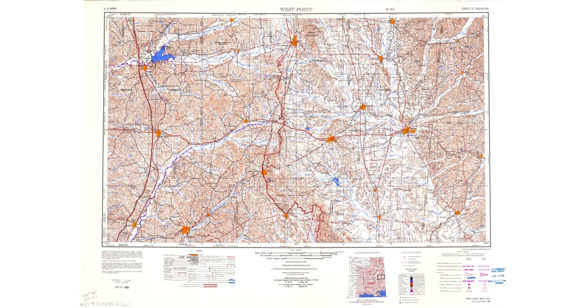 1984 Map of West Point, MS — High-Res, 1984 Print #2 | Pastmaps