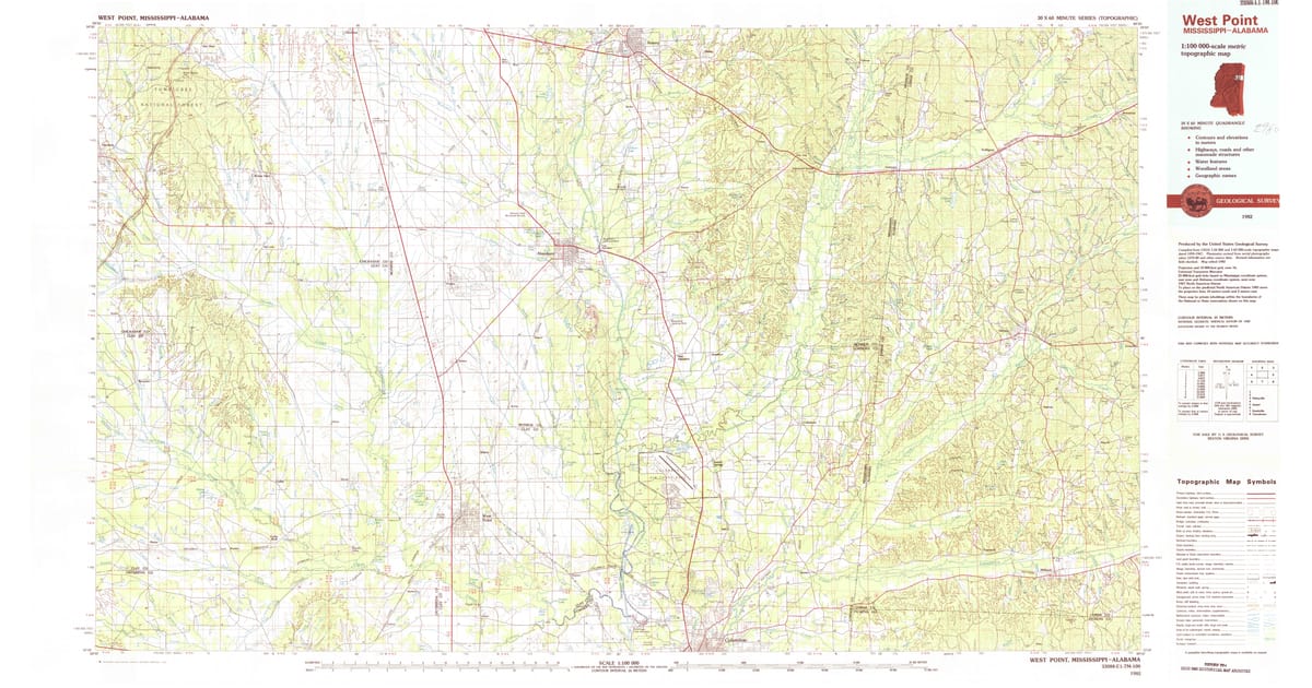 1982 Map of West Point, MS — High-Res | Pastmaps