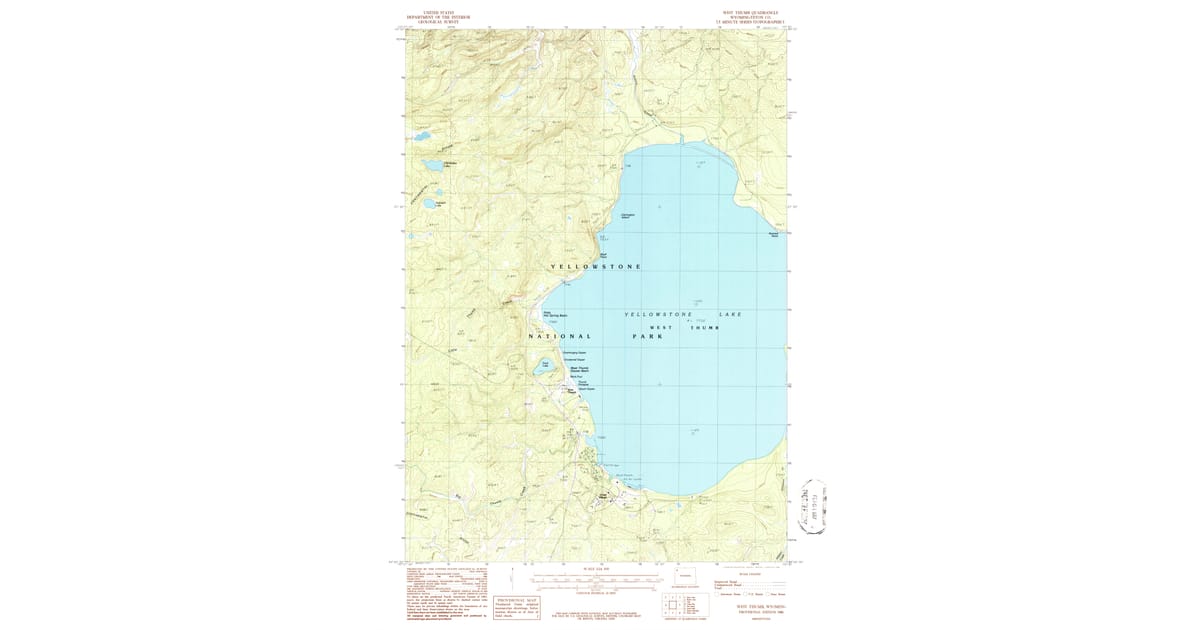 1986 Map of West Thumb, Teton County, WY — High-Res | Pastmaps