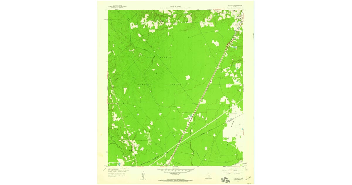 1958 Map of Westcott, San Jacinto County, TX — High-Res | Pastmaps