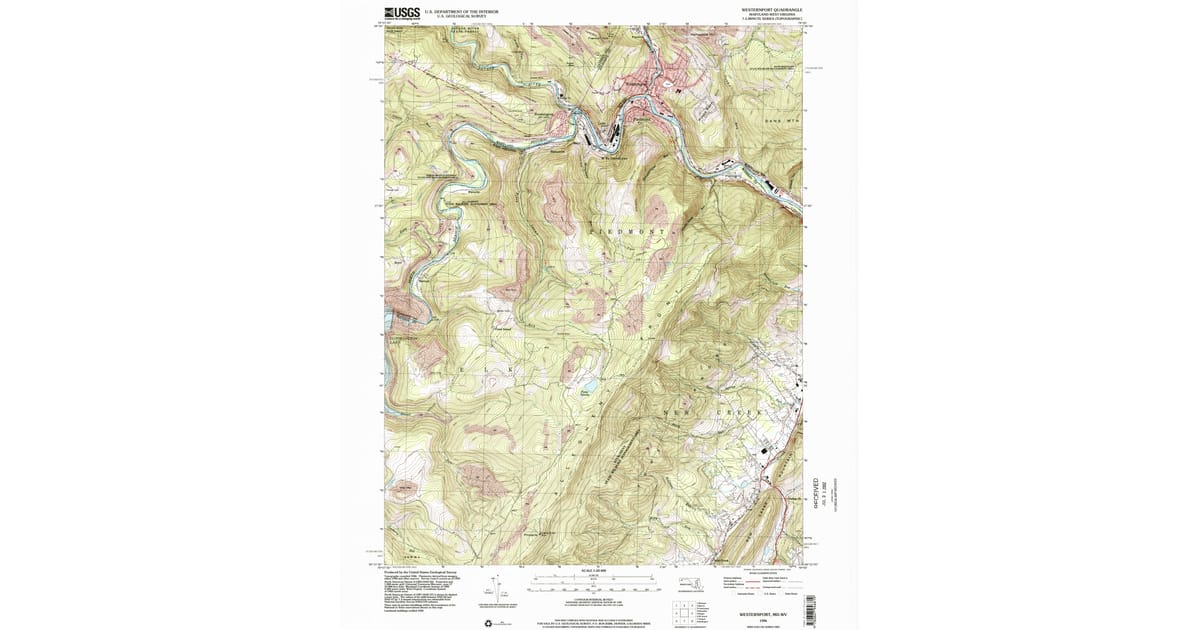 1996 Map of Westernport, MD — High-Res | Pastmaps