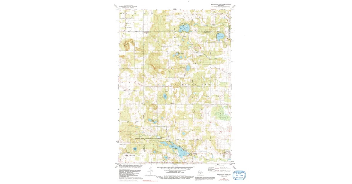 1979 Map of Westfield West, Marquette County, WI — High-Res, 1991 Print ...
