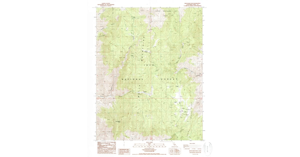 1987 Map of Westgard Pass, Inyo County, CA — High-Res | Pastmaps