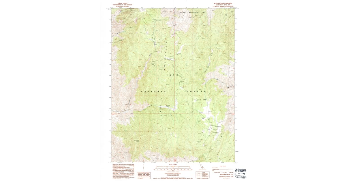 1990 Map of Westgard Pass, Inyo County, CA — High-Res | Pastmaps