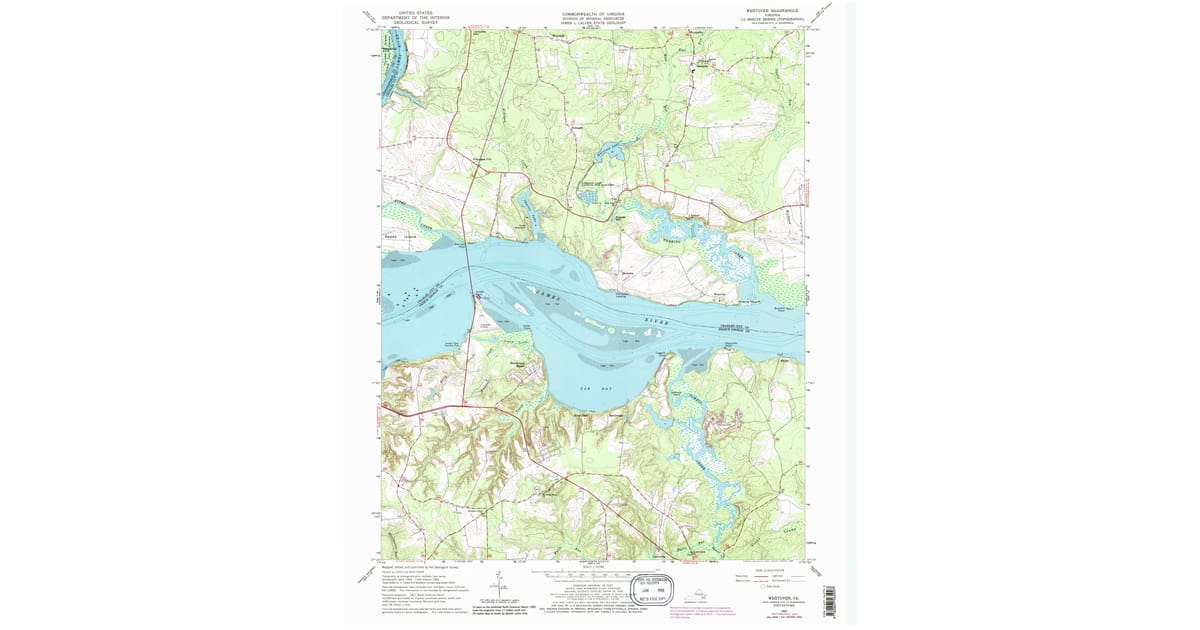 1965 Map of Westover, Charles City County, VA — High-Res, 1986 Print ...