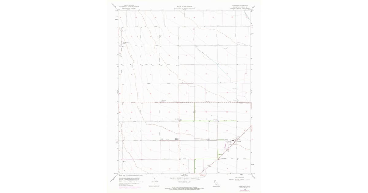 1956 Map of Westside, CA — High-Res, 1972 Print | Pastmaps