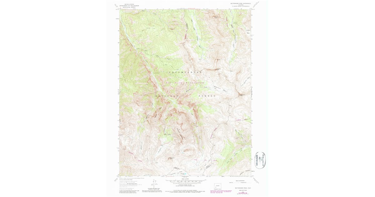 1963 Map of Wetterhorn Peak, Ouray County, CO — High-Res, 1987 Print ...