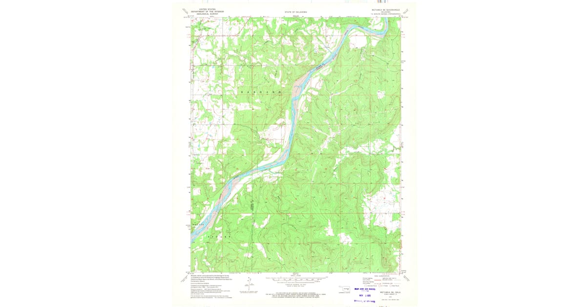 1971 Map of Wetumka SE, Pittsburg County, OK — High-Res | Pastmaps