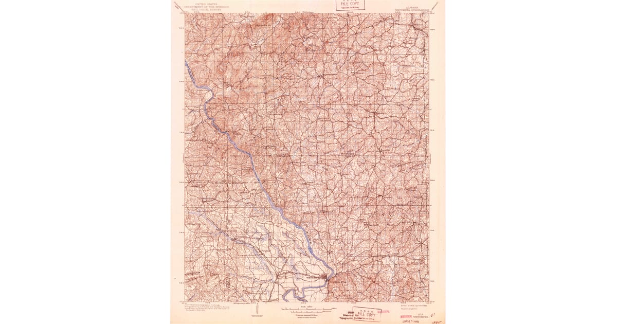 1903 Map of Wetumpka, AL — High-Res, 1939 Print | Pastmaps