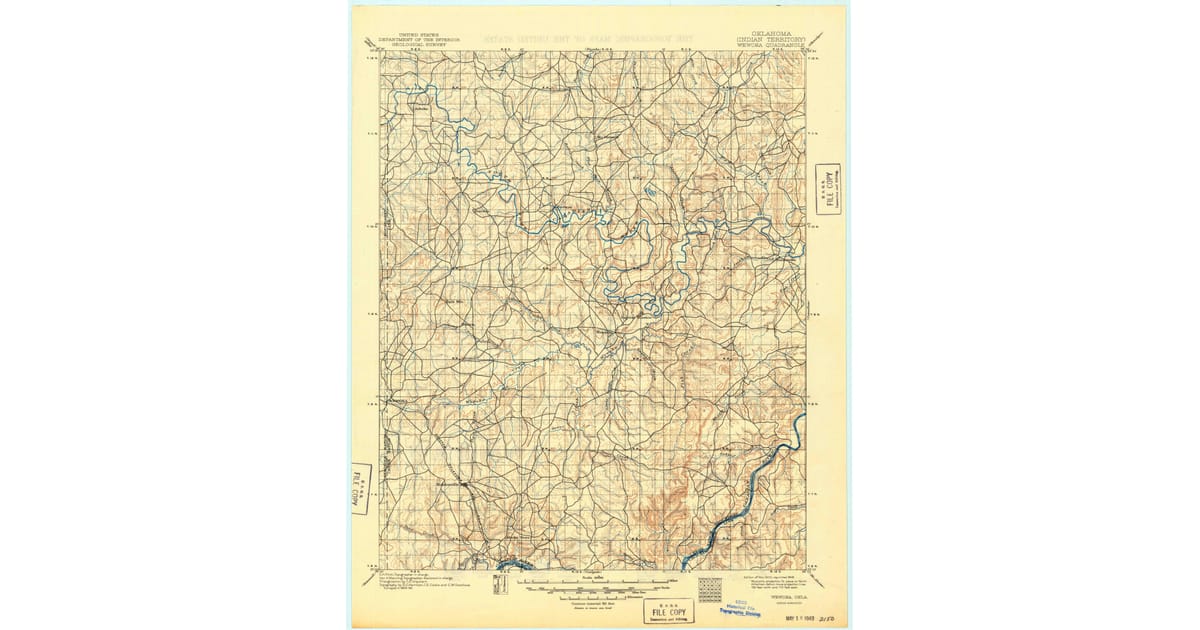 1900 Map of Wewoka, OK — High-Res, 1949 Print | Pastmaps