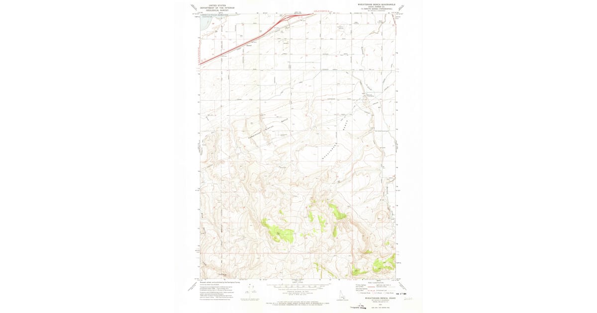 1971 Map of Wheatgrass Bench, Power County, ID — High-Res | Pastmaps