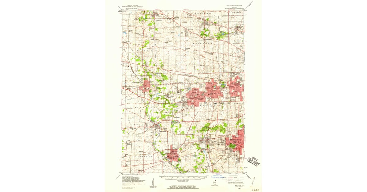 1954 Map of Wheaton, IL — High-Res | Pastmaps