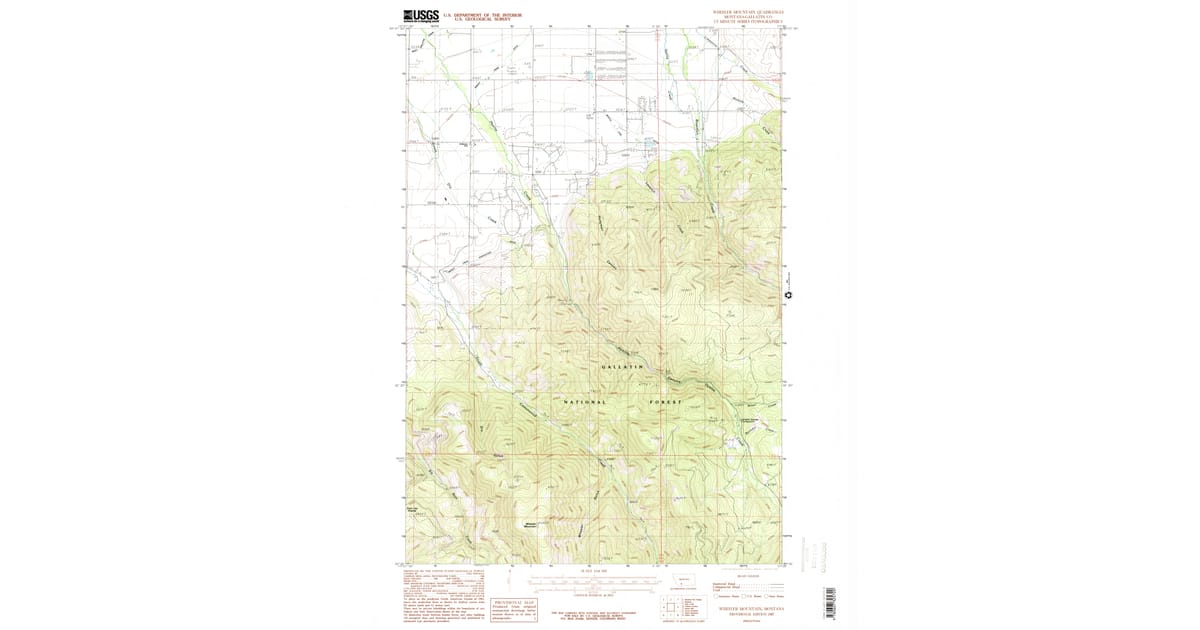 1987 Map of Wheeler Mountain, Gallatin County, MT — High-Res | Pastmaps