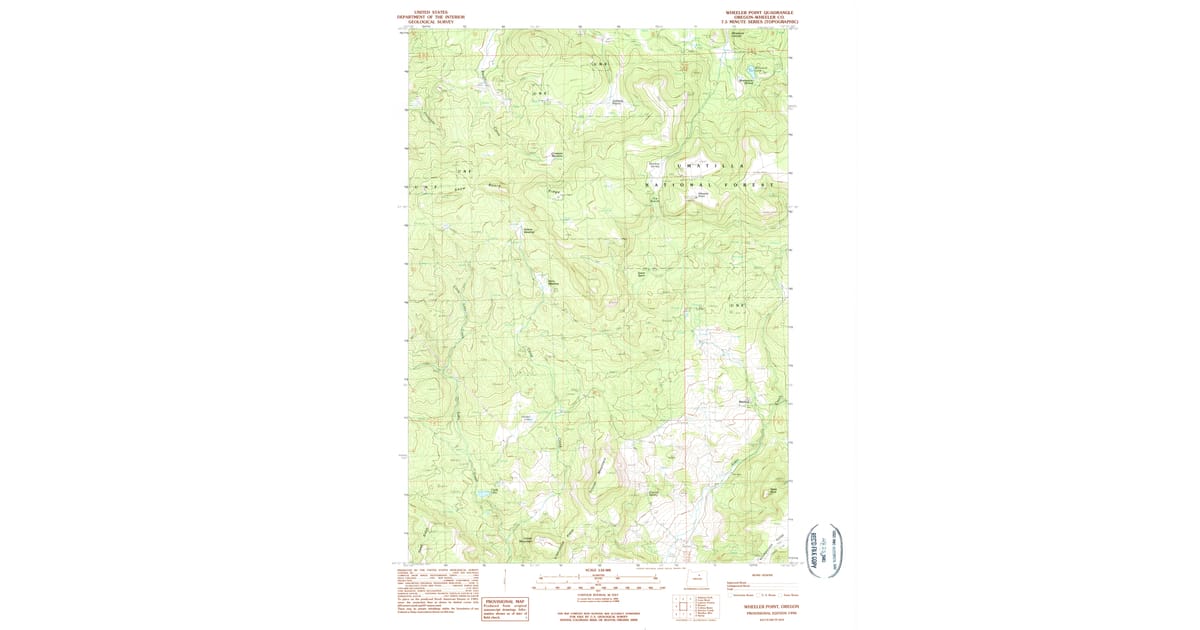 1990 Map of Wheeler Point, Wheeler County, OR — High-Res | Pastmaps
