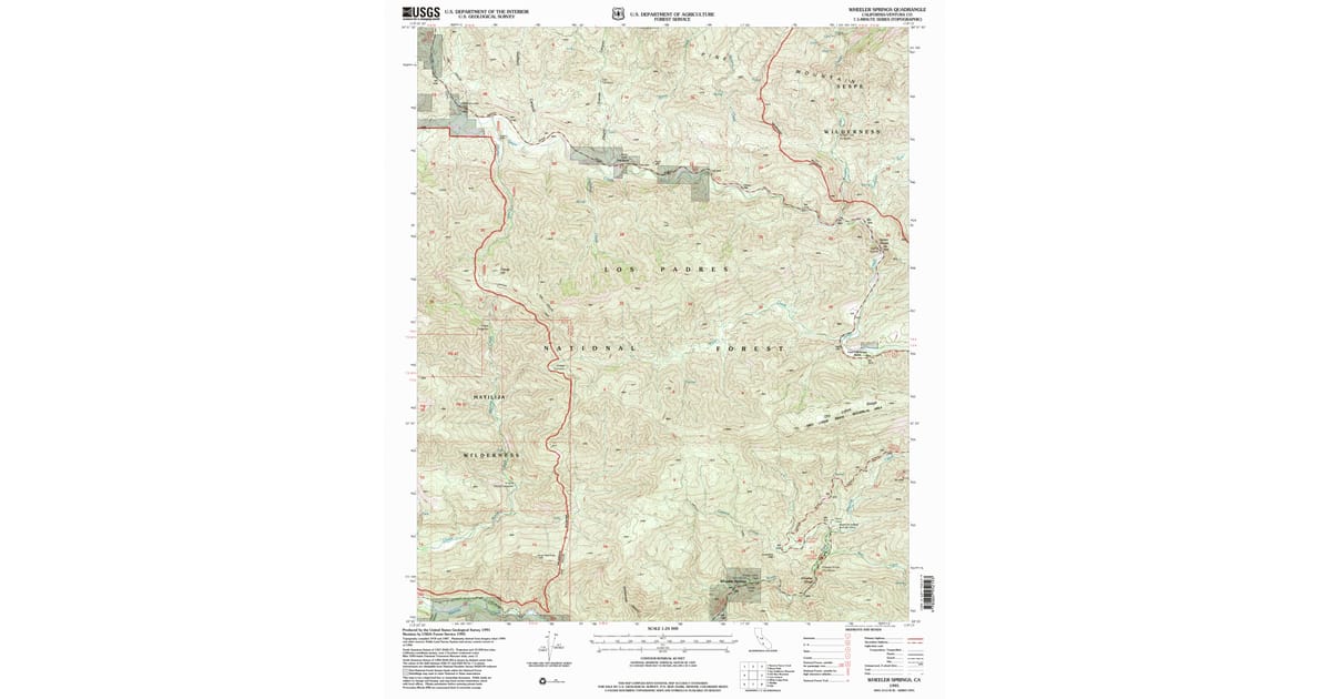 1995 Map of Wheeler Springs, Ventura County, CA — High-Res | Pastmaps