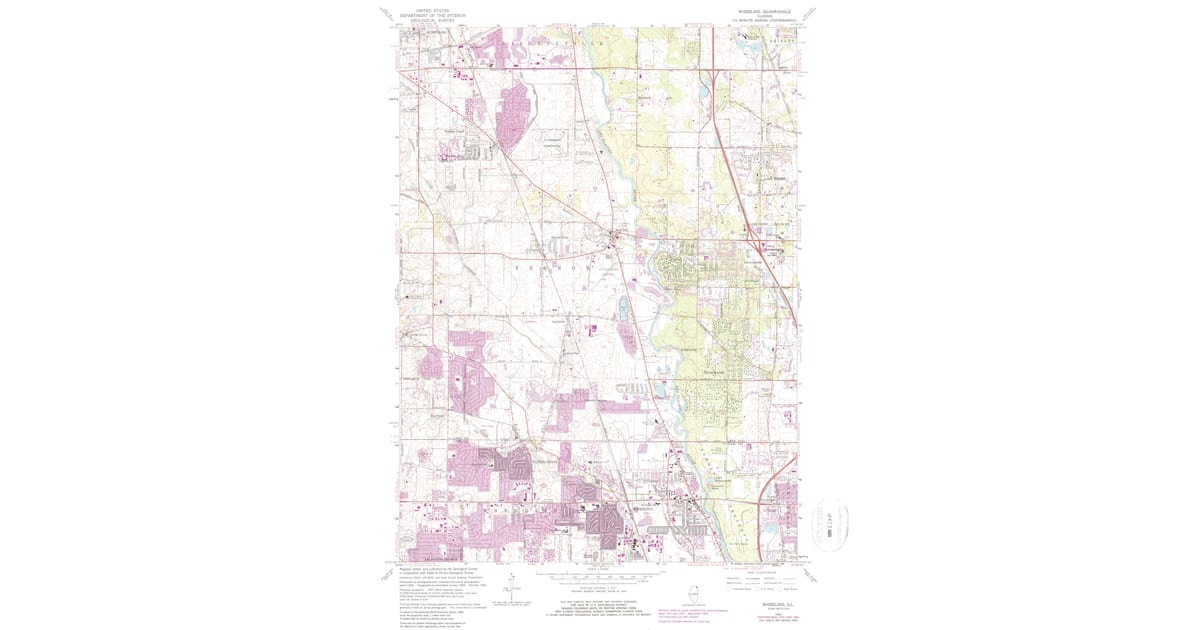 1963 Map of Wheeling, IL — High-Res, 1988 Print | Pastmaps