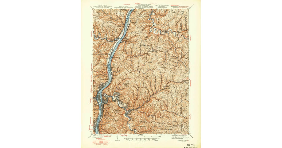 1942 Map of Wheeling, WV — High-Res, 1949 Print | Pastmaps