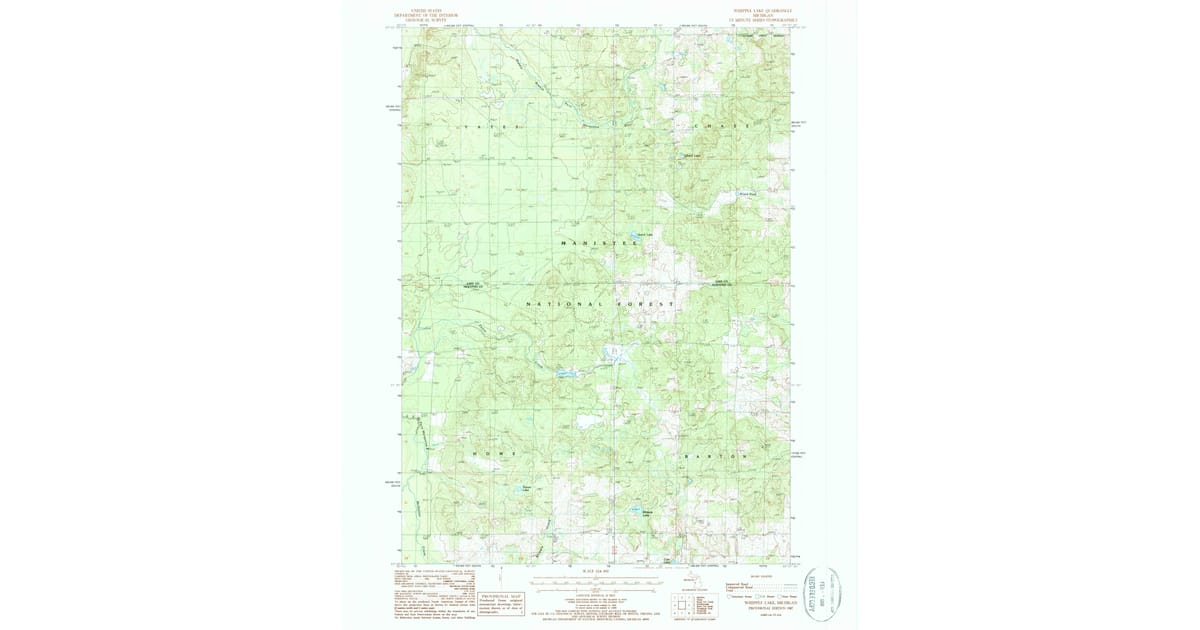 1987 Map of Whipple Lake, Newaygo County, MI — High-Res | Pastmaps