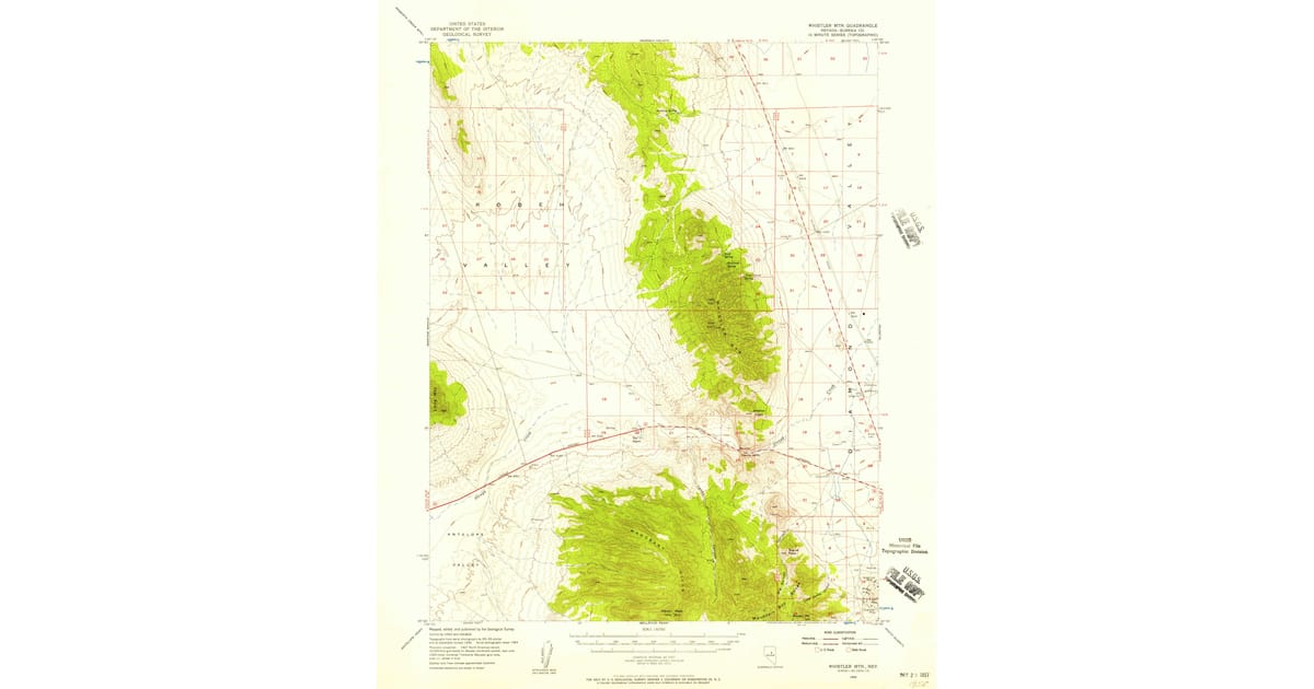 1956 Map of Whistler Mtn, Eureka County, NV — High-Res | Pastmaps