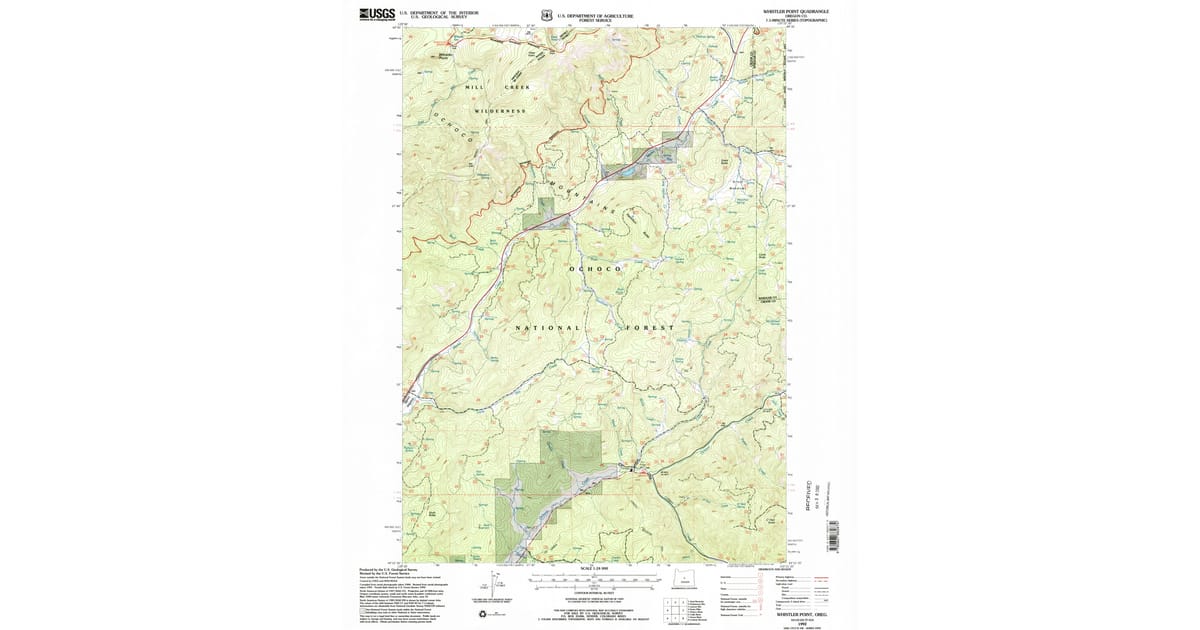 1992 Map of Whistler Point, Crook County, OR — High-Res | Pastmaps