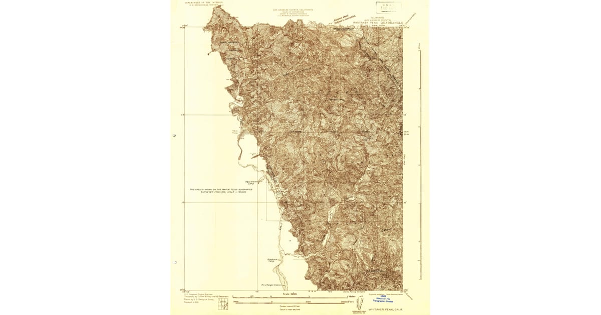 1931 Map of Whitaker Peak, Los Angeles County, CA — High-Res | Pastmaps