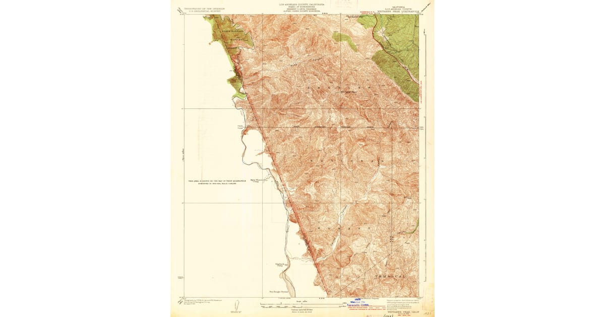 1935 Map of Whitaker Peak, Los Angeles County, CA — High-Res, 1935 ...