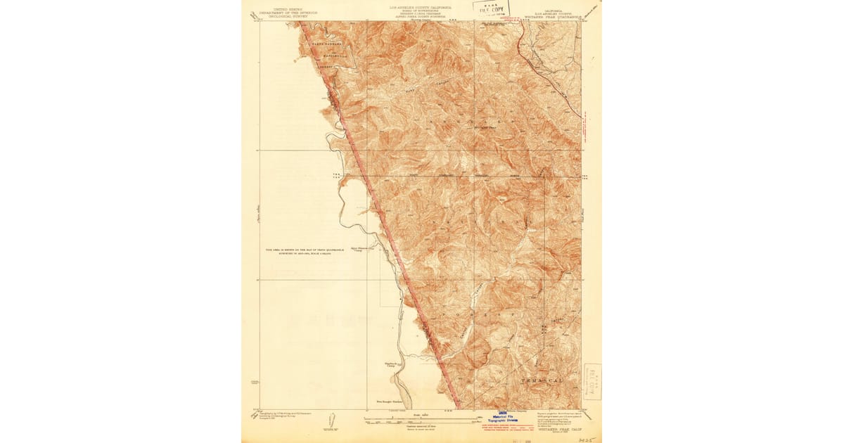 1935 Map of Whitaker Peak, Los Angeles County, CA — High-Res, 1935 ...
