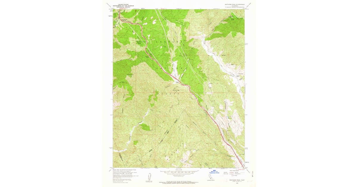 1958 Map of Whitaker Peak, Los Angeles County, CA — High-Res, 1963 ...