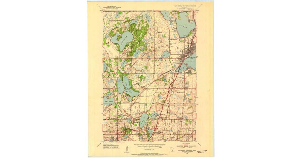1952 Map of White Bear Lake West, Ramsey County, MN — High-Res | Pastmaps