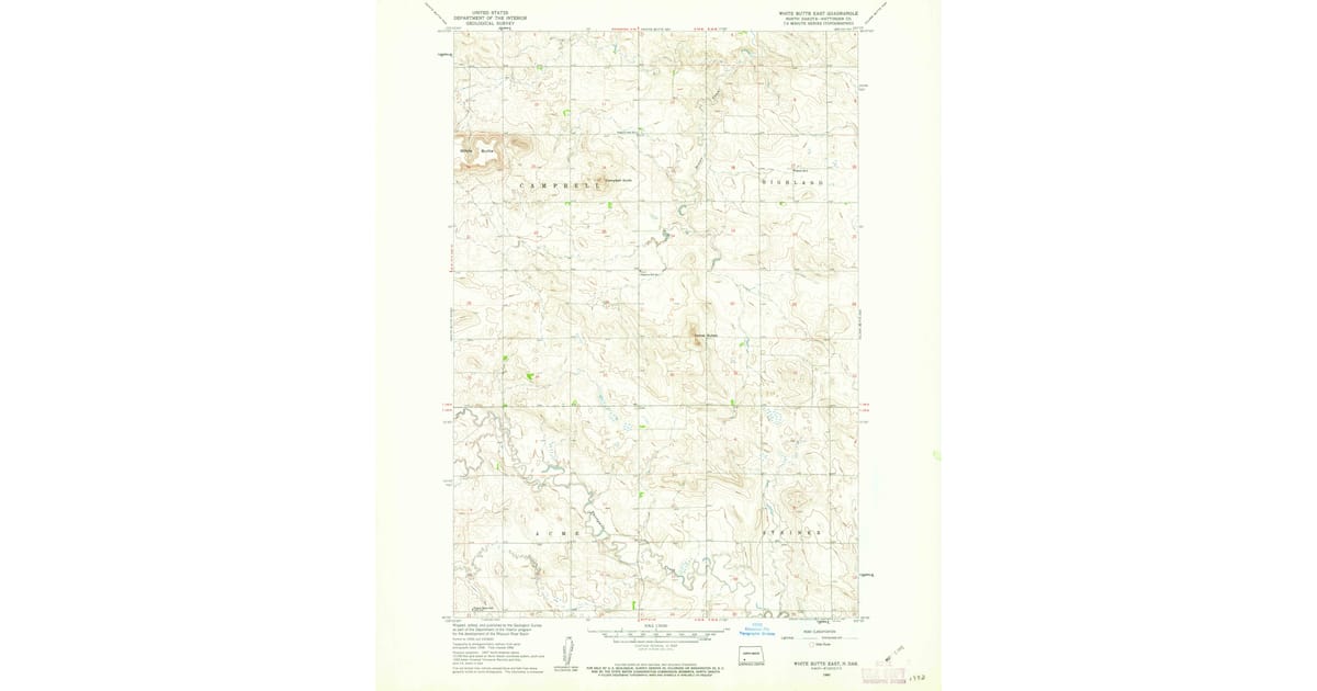 1960 Map of White Butte East, Hettinger County, ND — High-Res | Pastmaps