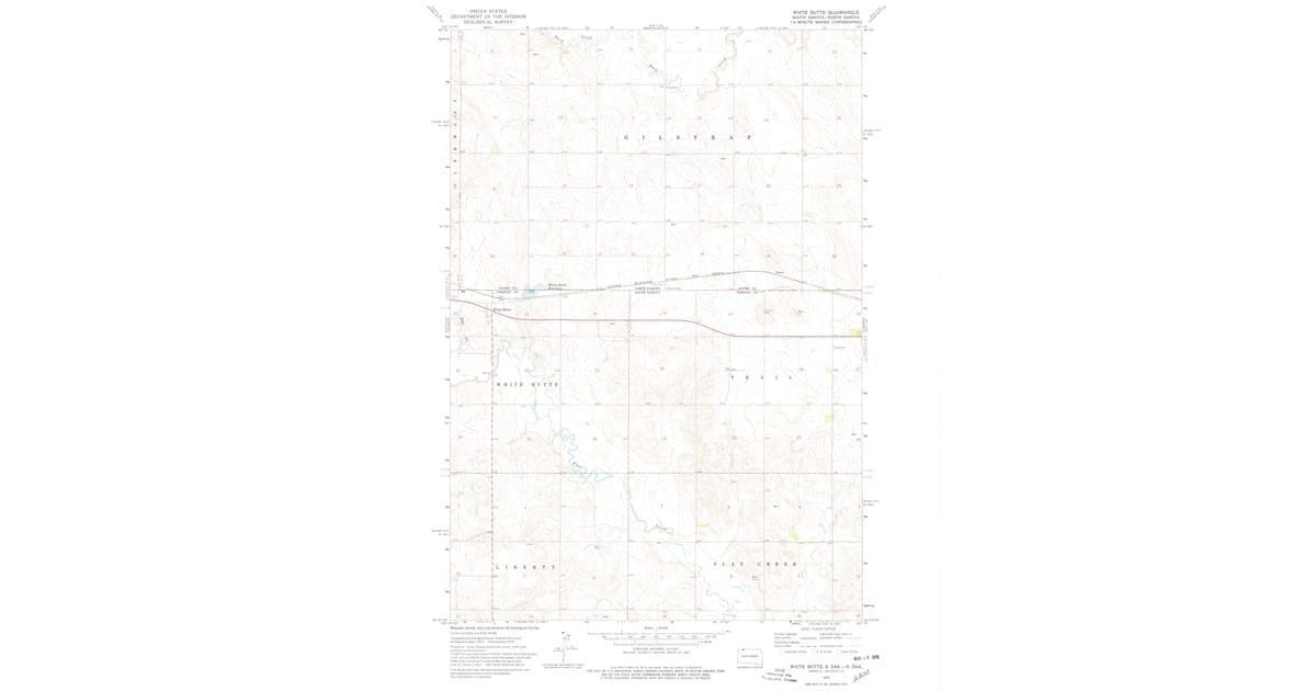 1974 Map of White Butte, Perkins County, SD — High-Res | Pastmaps