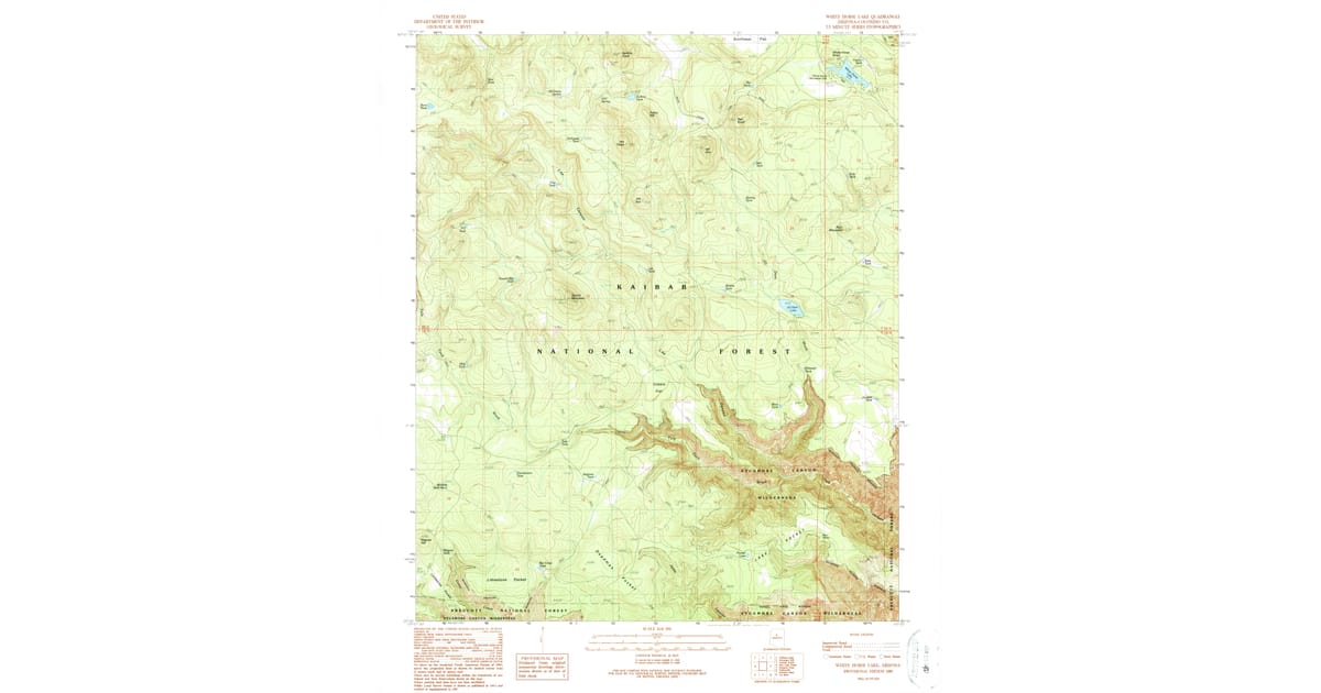 1989 Map of White Horse Lake, Coconino County, AZ — High-Res, 1990 ...