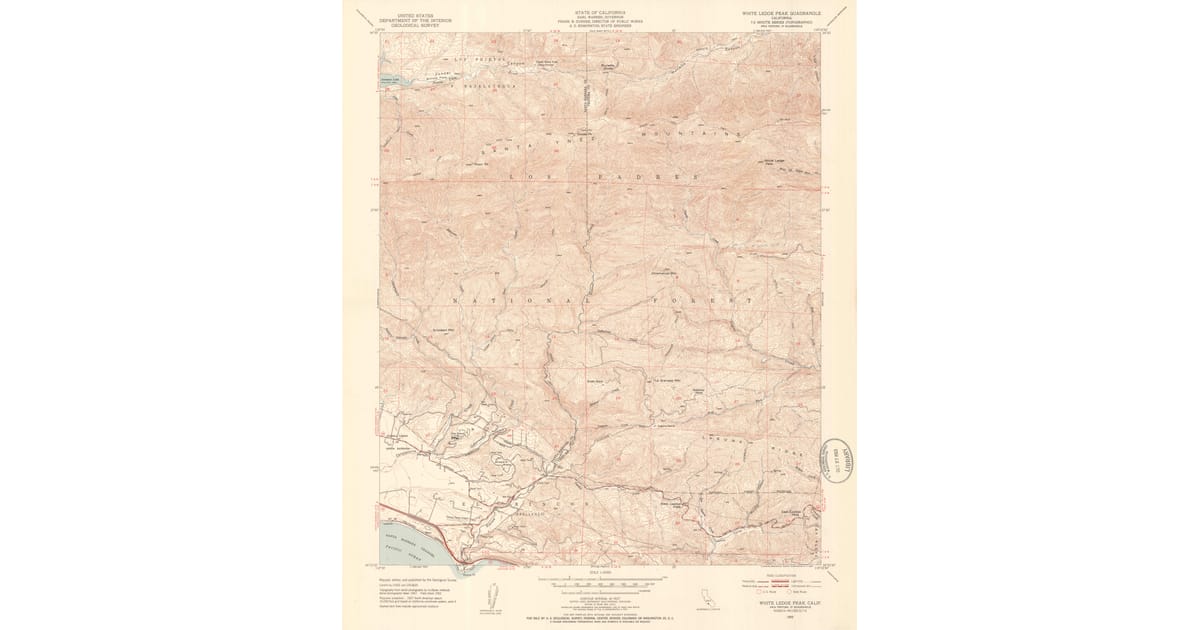 1952 Map of White Ledge Peak, Ventura County, CA — High-Res | Pastmaps